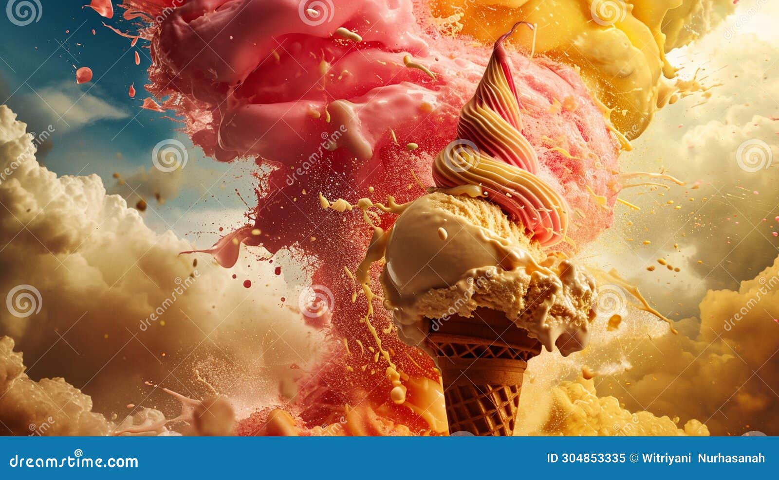 Explosion of Ice Cream, in a Swirling Tornado . Ai Generative Stock ...