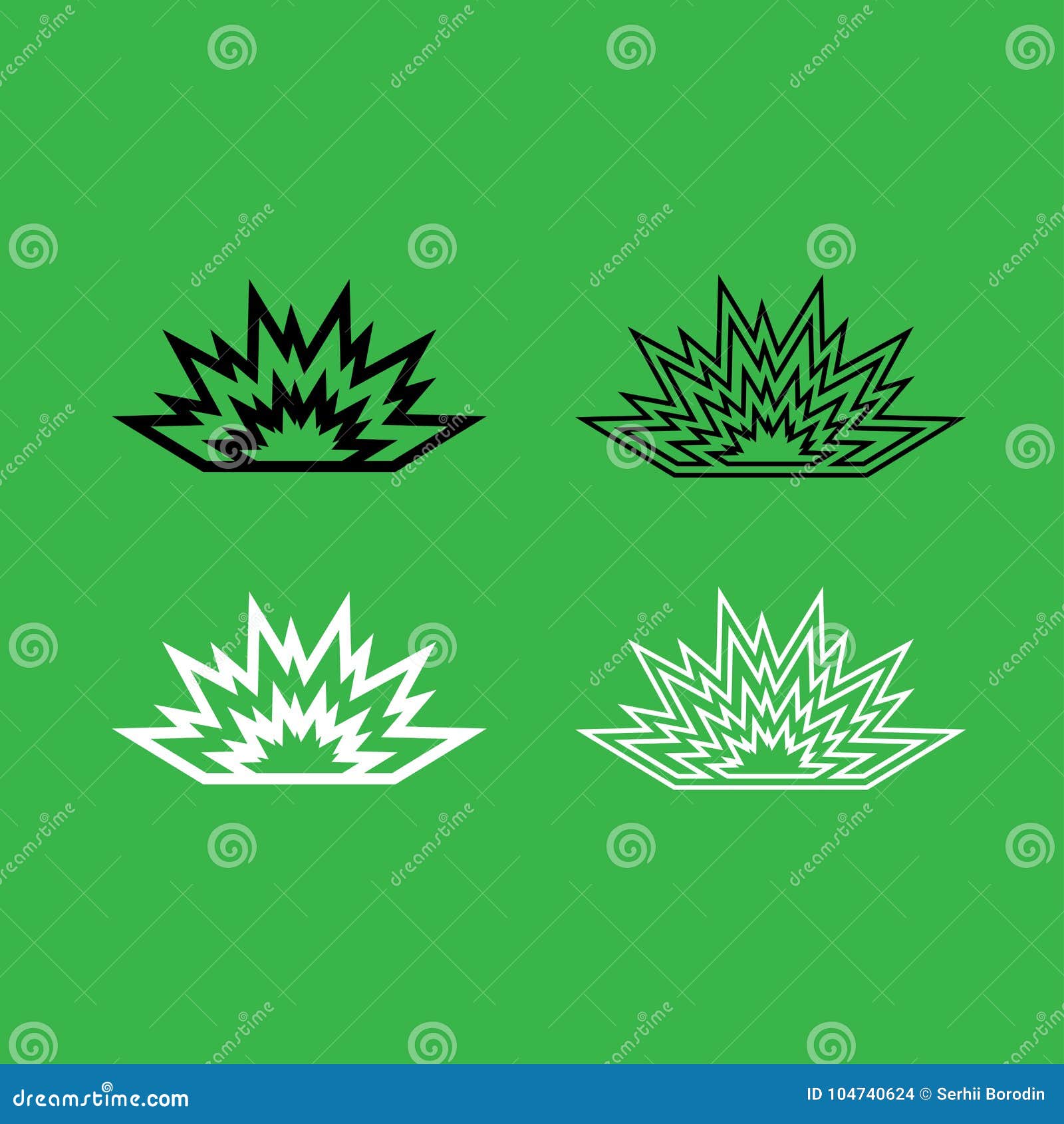 Explosion Icon Black and White Color Set Stock Vector - Illustration of ...