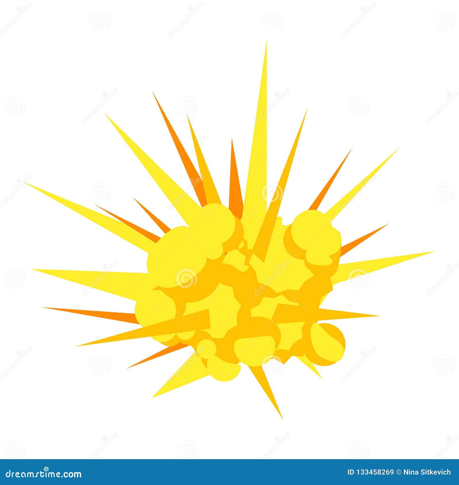 Explosion icon, flat style stock vector. Illustration of energy - 133458269
