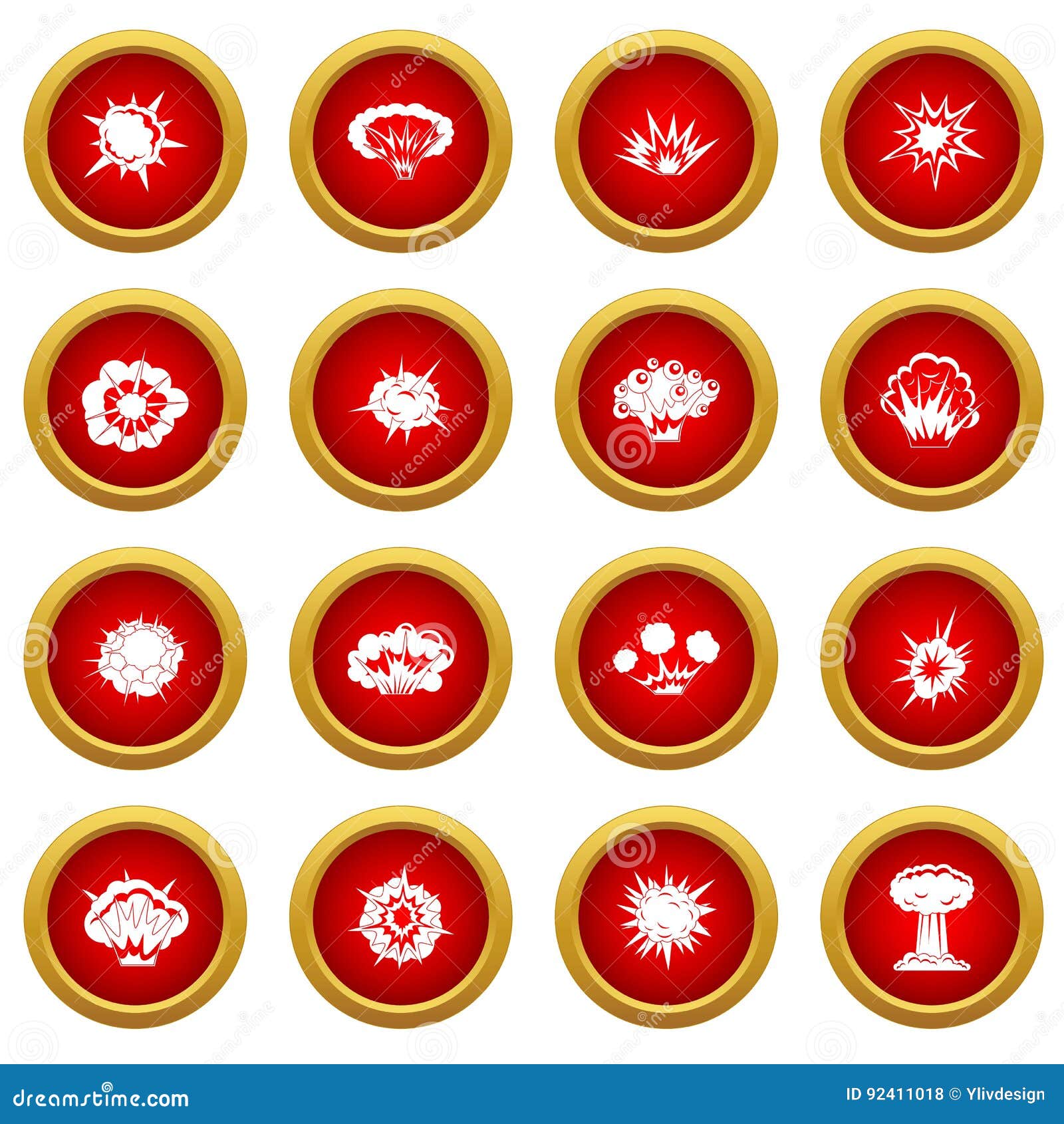 Explosion Icon Red Circle Set Stock Vector - Illustration of fireworks ...