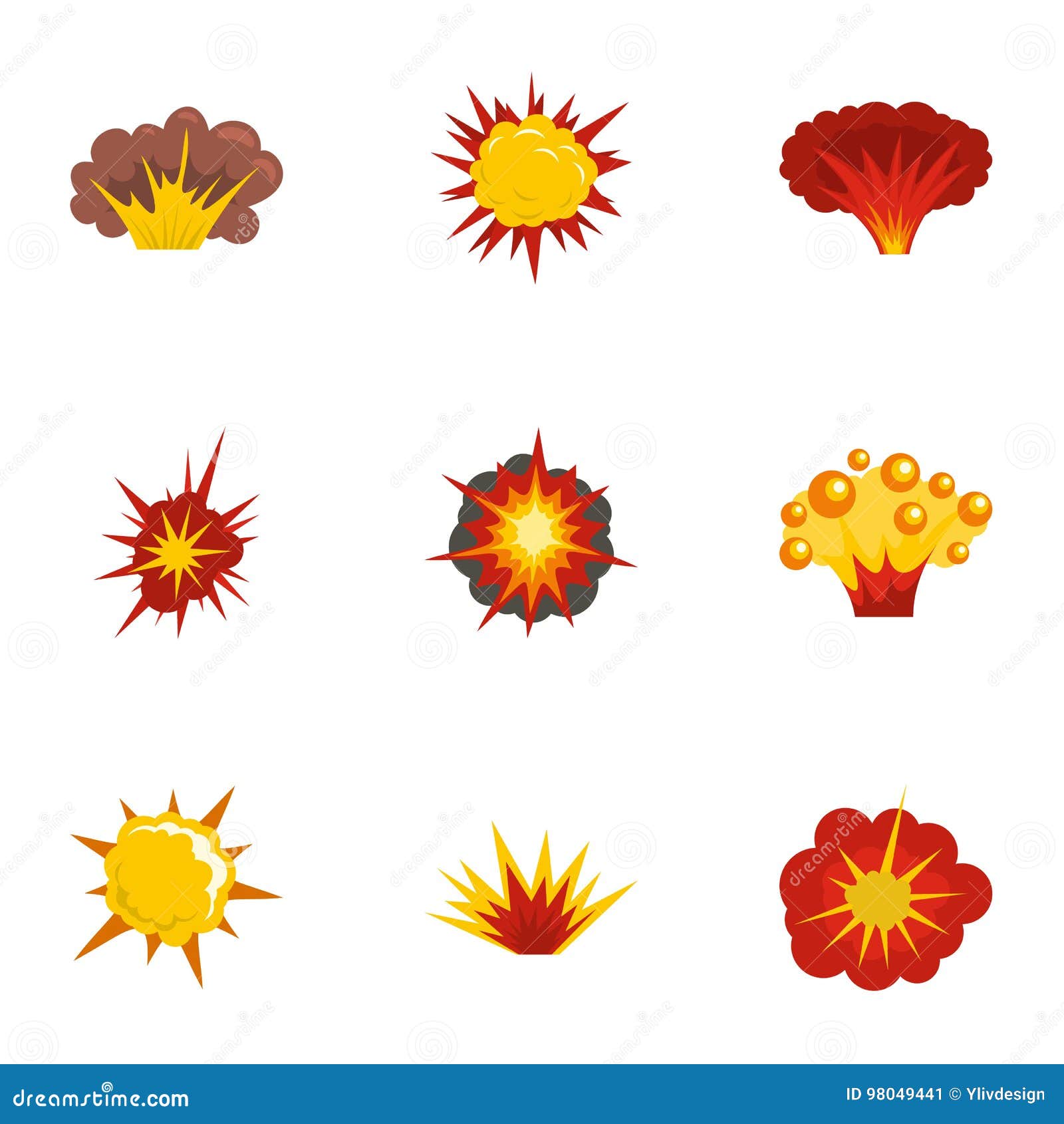 Explosion Icons Set, Flat Style Stock Vector - Illustration of ...
