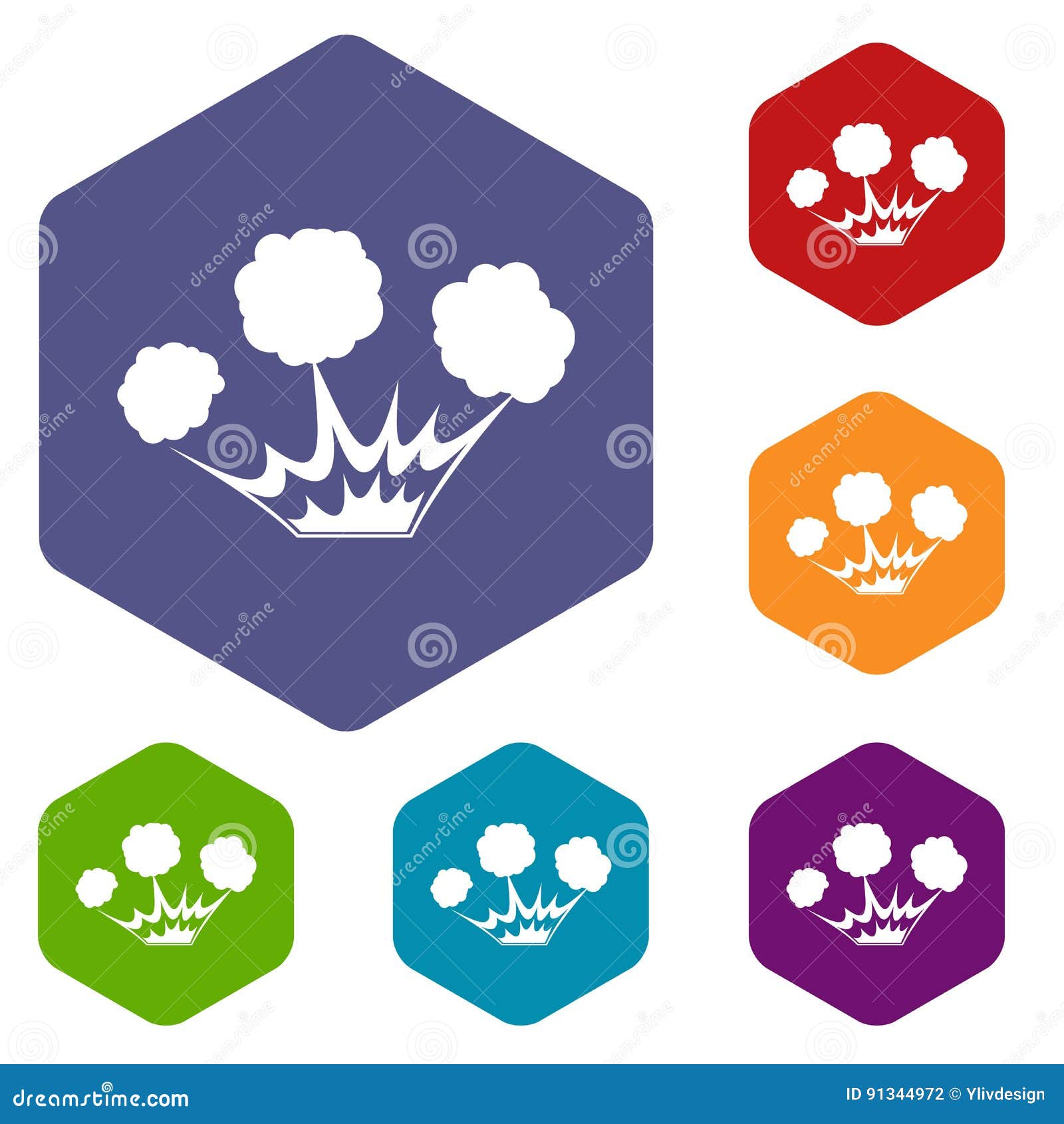 Explosion Icons Set Hexagon Stock Vector - Illustration of boom, smoke ...