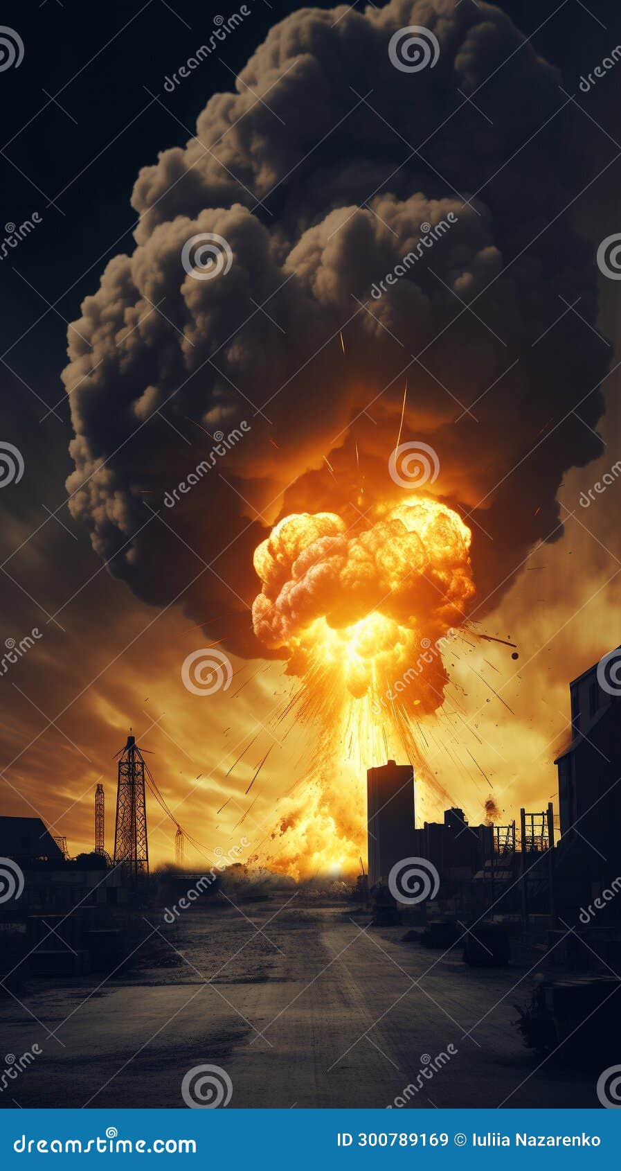 Explosion at an Industrial Plant. AI Generated Stock Image - Image of ...