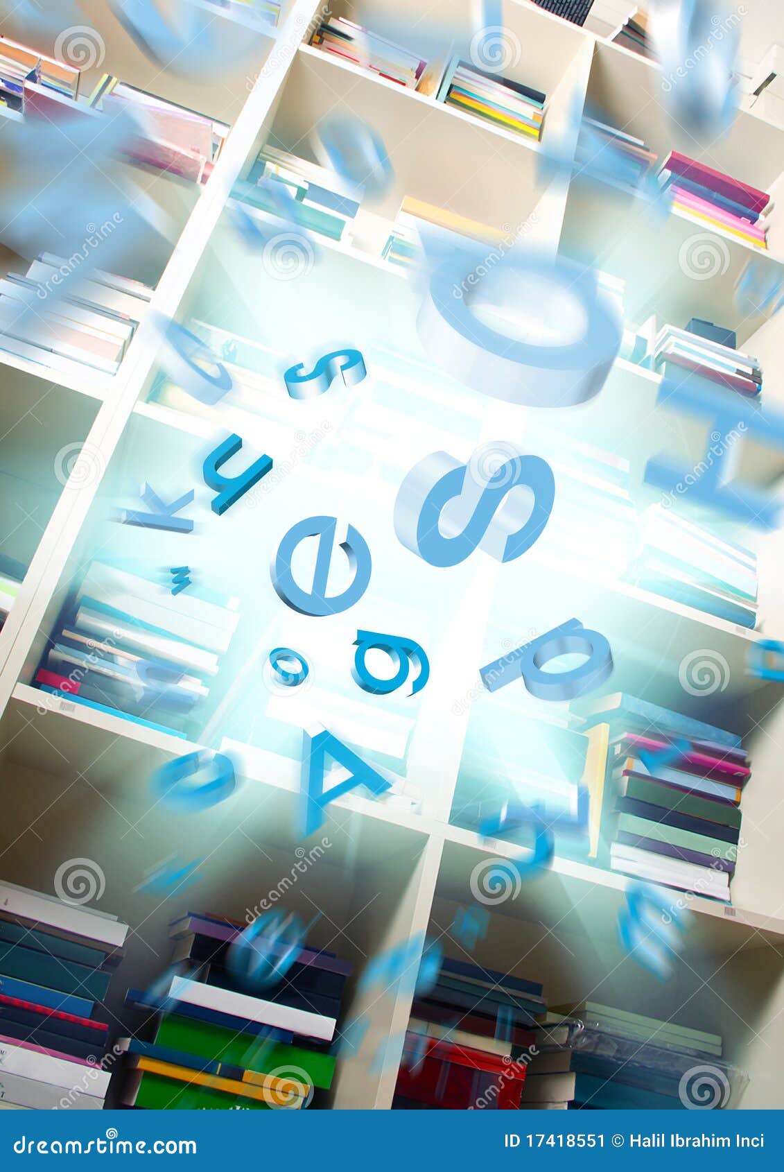 Explosion of Information Library Stock Illustration - Illustration of ...