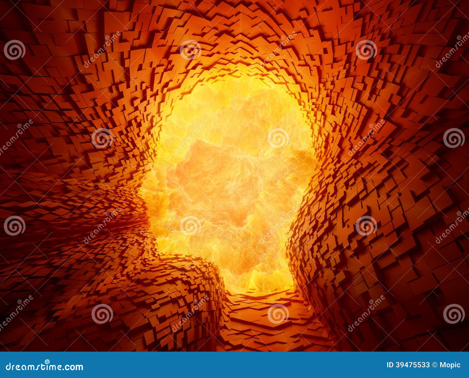 Explosion Inside a Face Shaped Tunnel Stock Illustration - Illustration ...