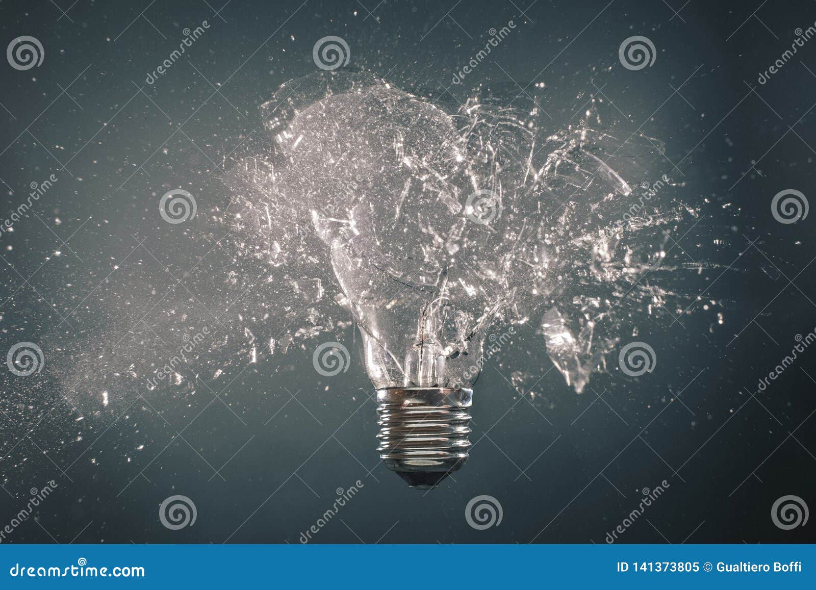 Explosion of light bulb stock image. Image of reflection - 141373805