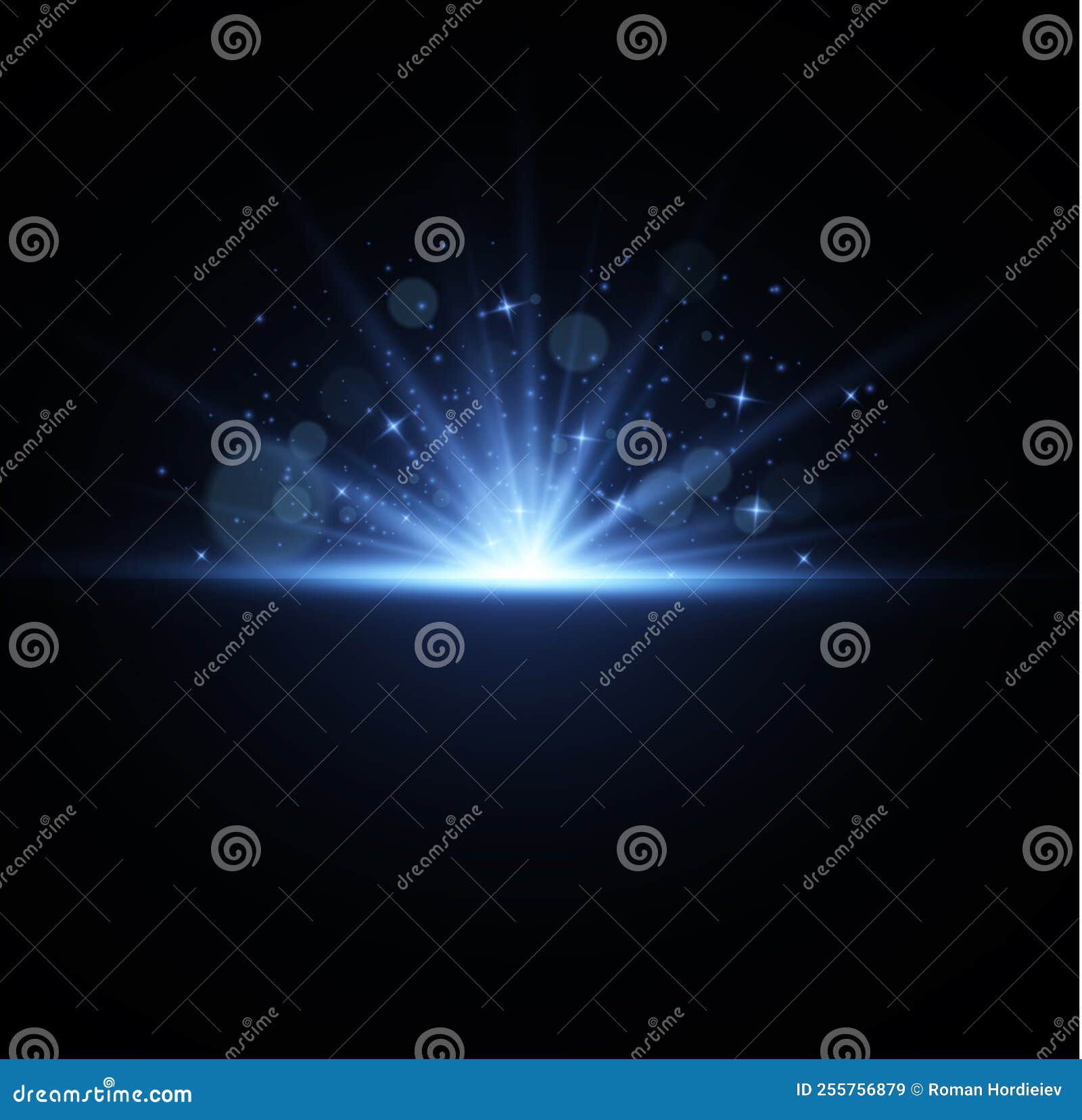 Explosion Sun Blue Glitter Spark, Flash Light Star Stock Vector ...