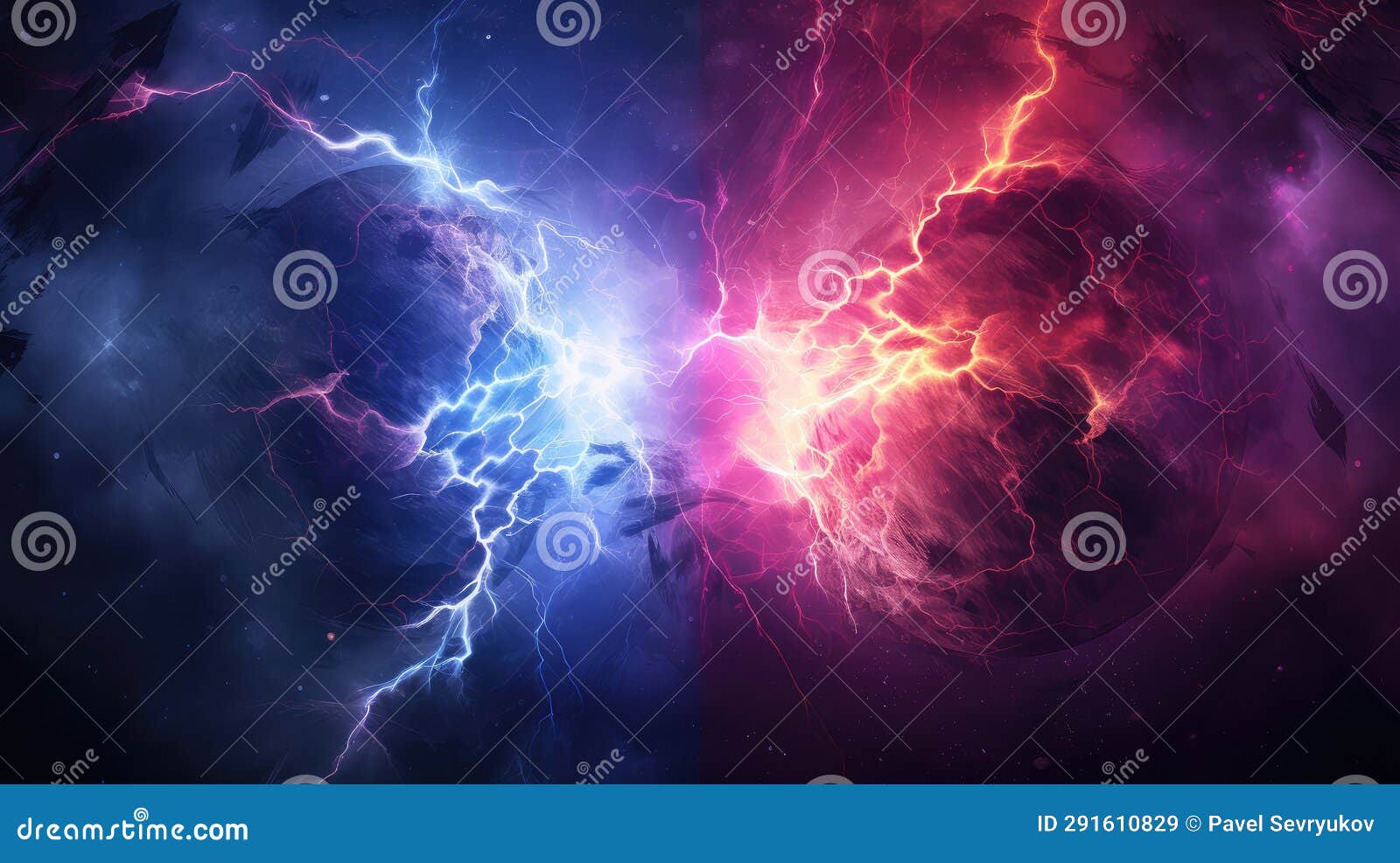 Explosion Lightning Collision Powerful Stock Illustration ...