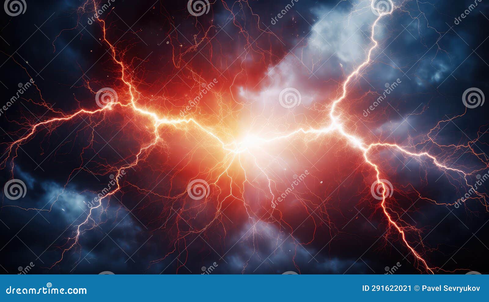 Explosion Lightning Collision Powerful Stock Illustration - Illustration of blue, thunder: 291622021