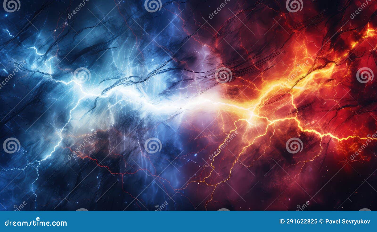 Explosion Lightning Collision Powerful Stock Illustration ...