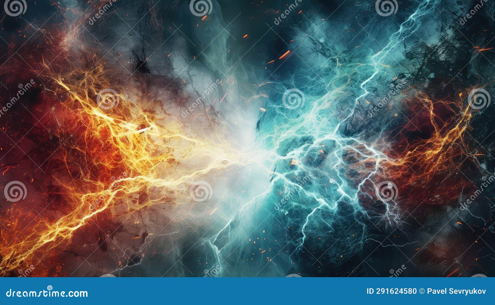 Explosion Lightning Collision Powerful Stock Illustration ...