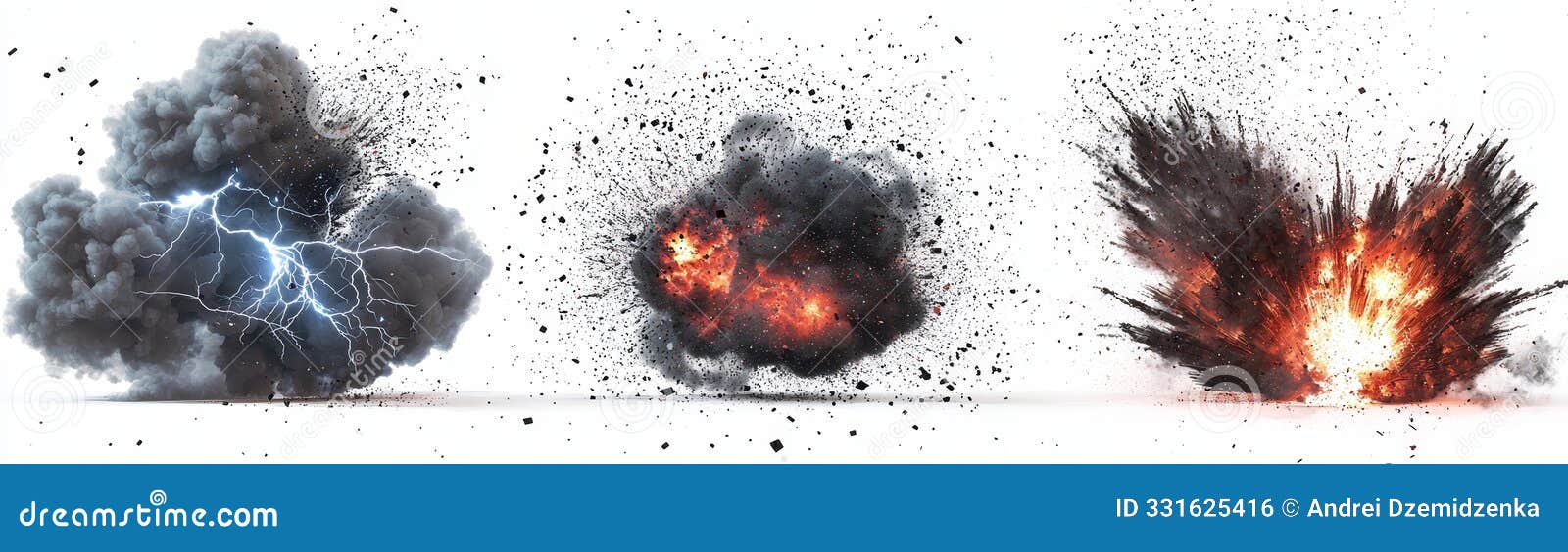 An Explosion with Lightning Isolated on a Transparent Background. Stock ...