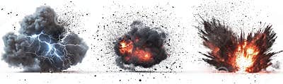 An Explosion with Lightning Isolated on a Transparent Background. Stock ...