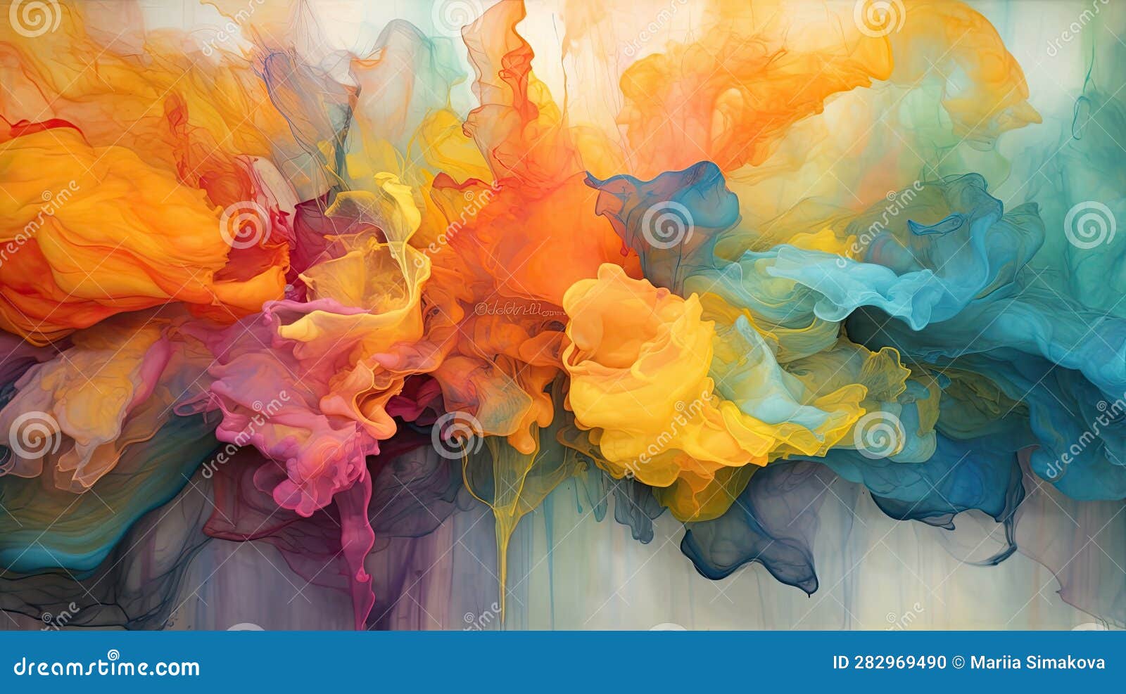 An Explosion of Liquid Paints in a Harmonious Trio of Colors Sets the ...