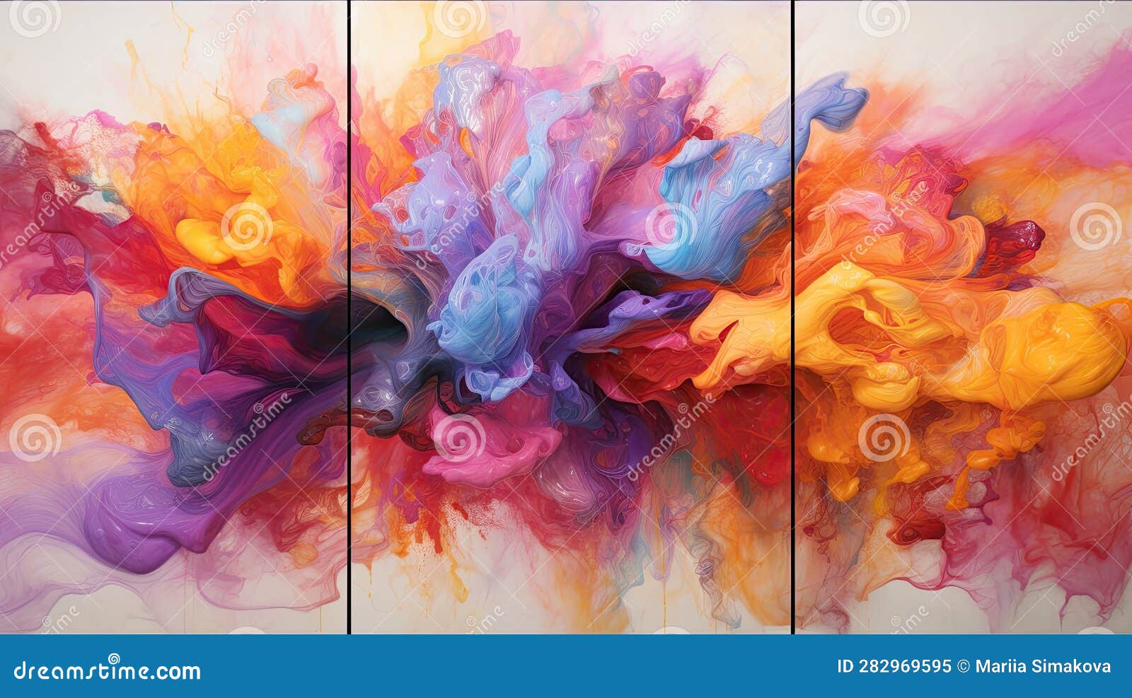 An Explosion of Liquid Paints in a Harmonious Trio of Colors Sets the ...