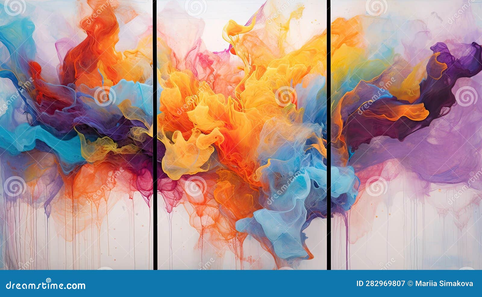 An Explosion of Liquid Paints in a Harmonious Trio of Colors Sets the ...