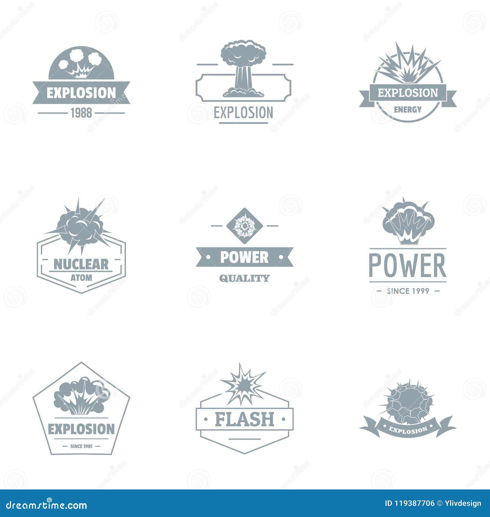 Explosion Logo Set, Simple Style Stock Vector - Illustration of battery ...