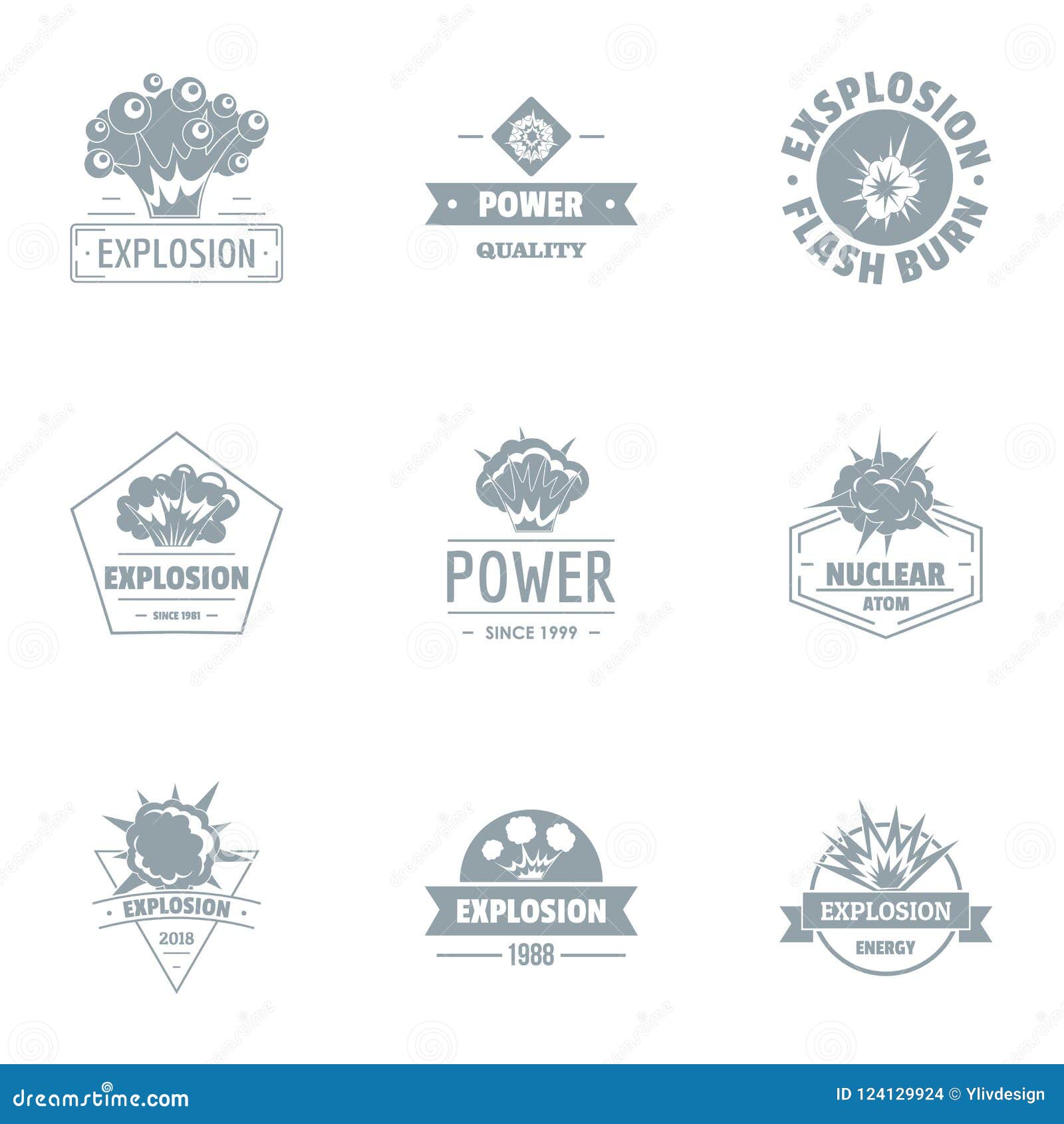 Explosion Logo Set, Simple Style Stock Vector - Illustration of ecology ...