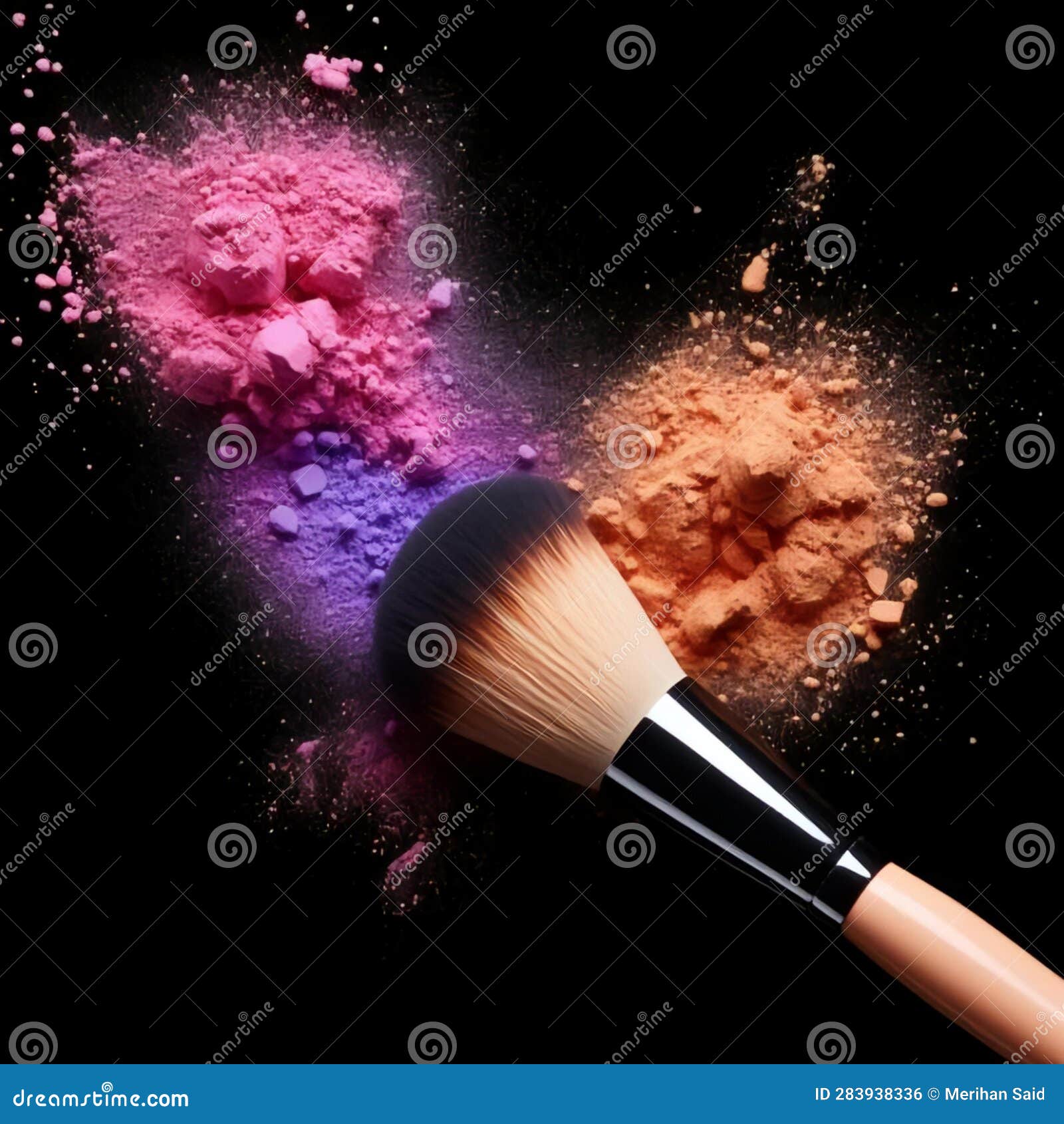 Explosion of Make-up Powder Isolate on Black Stock Photo - Image of ...