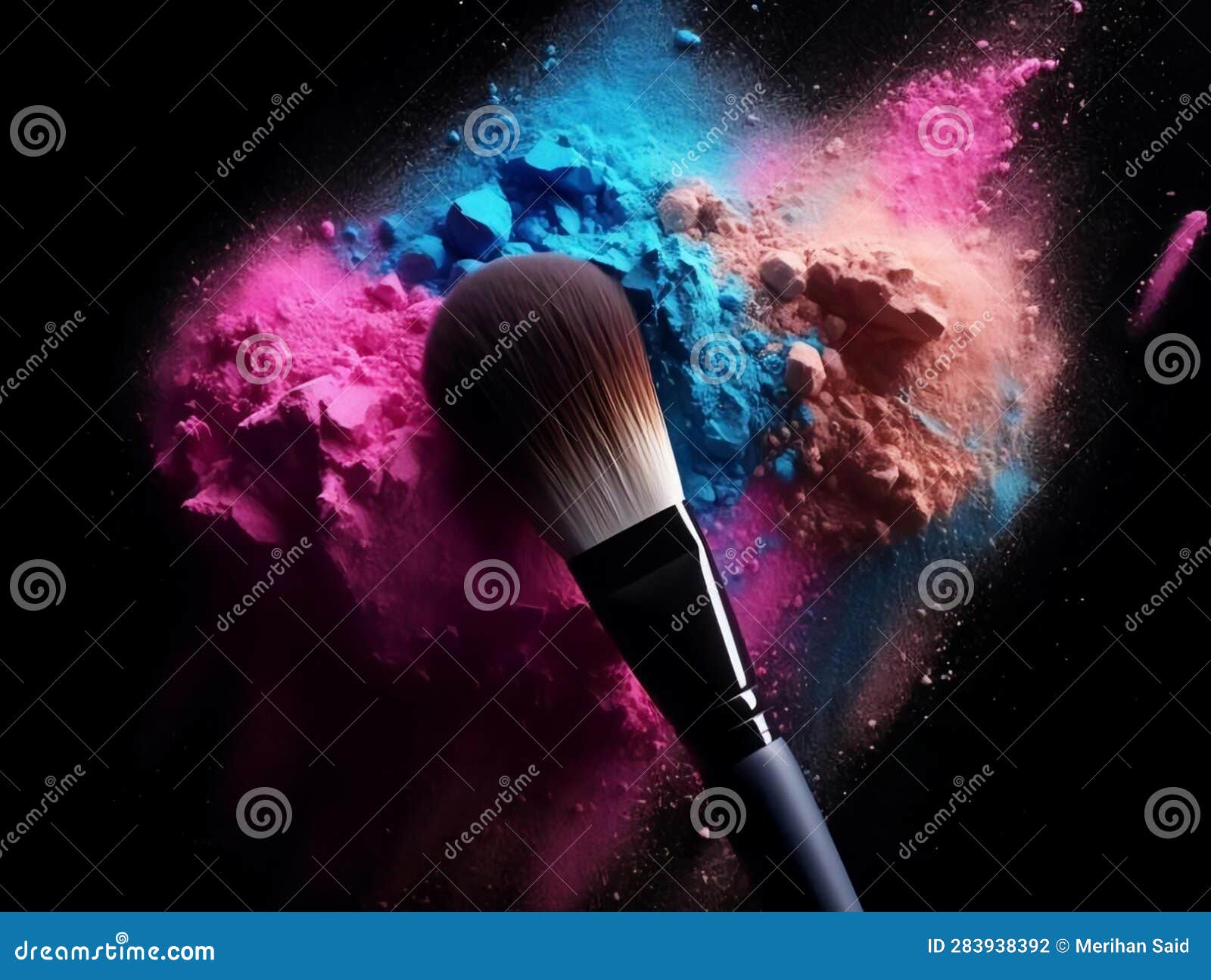Explosion of Make-up Powder Isolate on Black Stock Photo - Image of ...