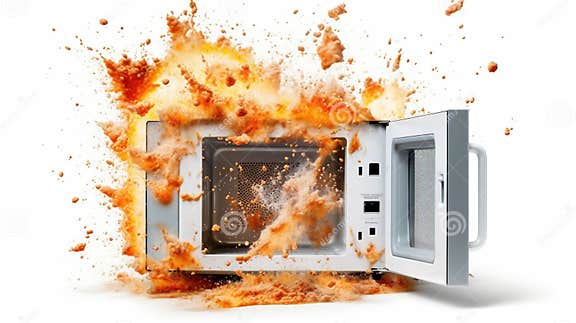 Explosion in the Microwave Oven. Generative AI Stock Illustration ...