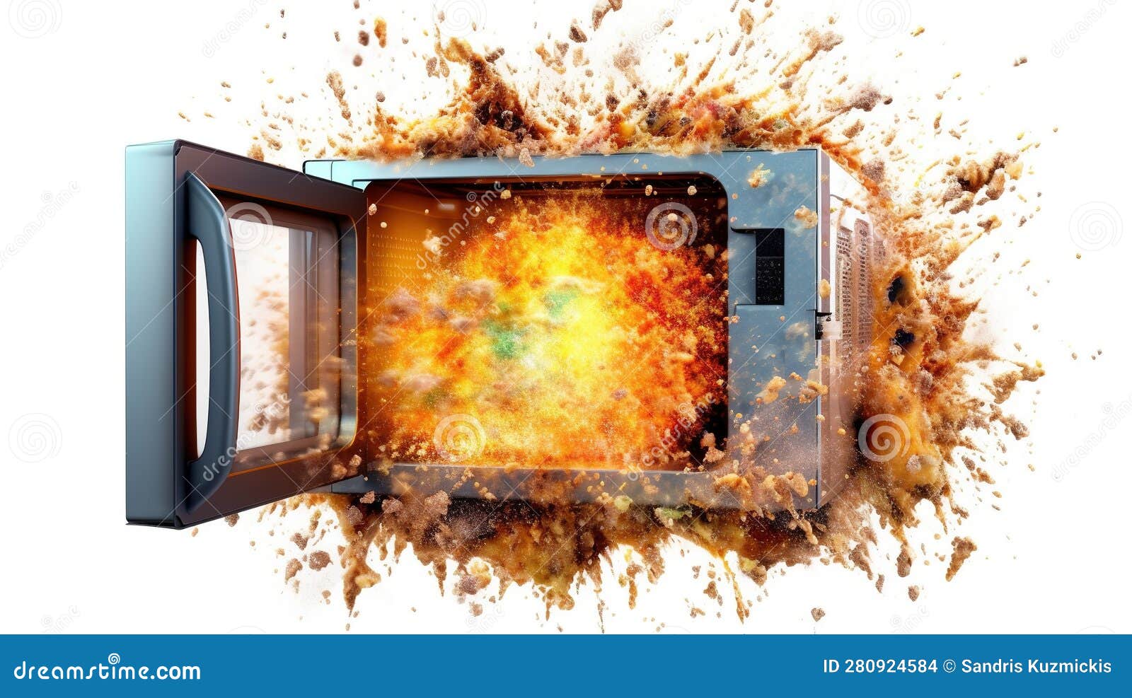 Explosion in the Microwave Oven. Generative AI Stock Illustration ...