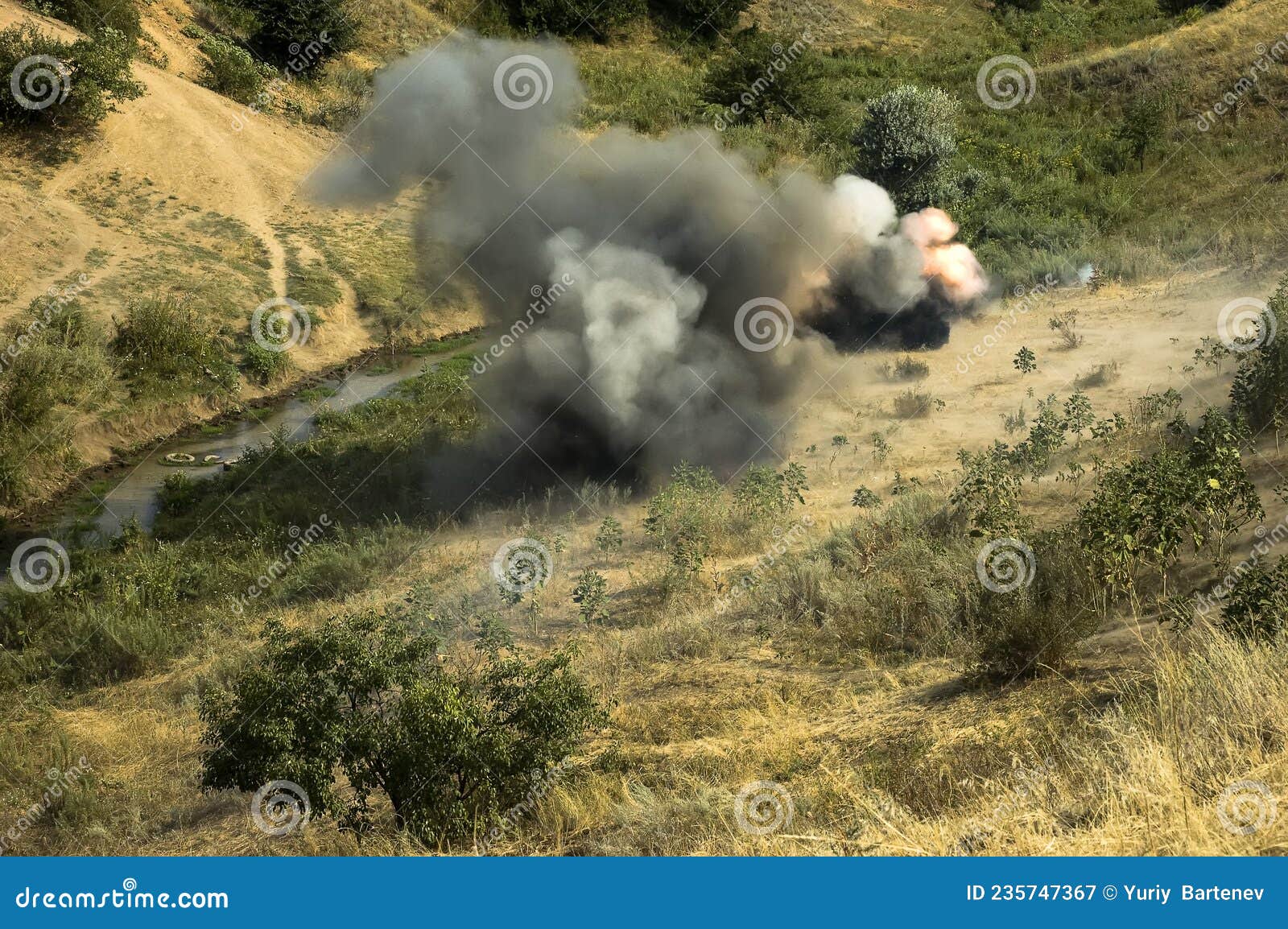 Explosion at a Military Training Ground. Stock Image - Image of warfare ...