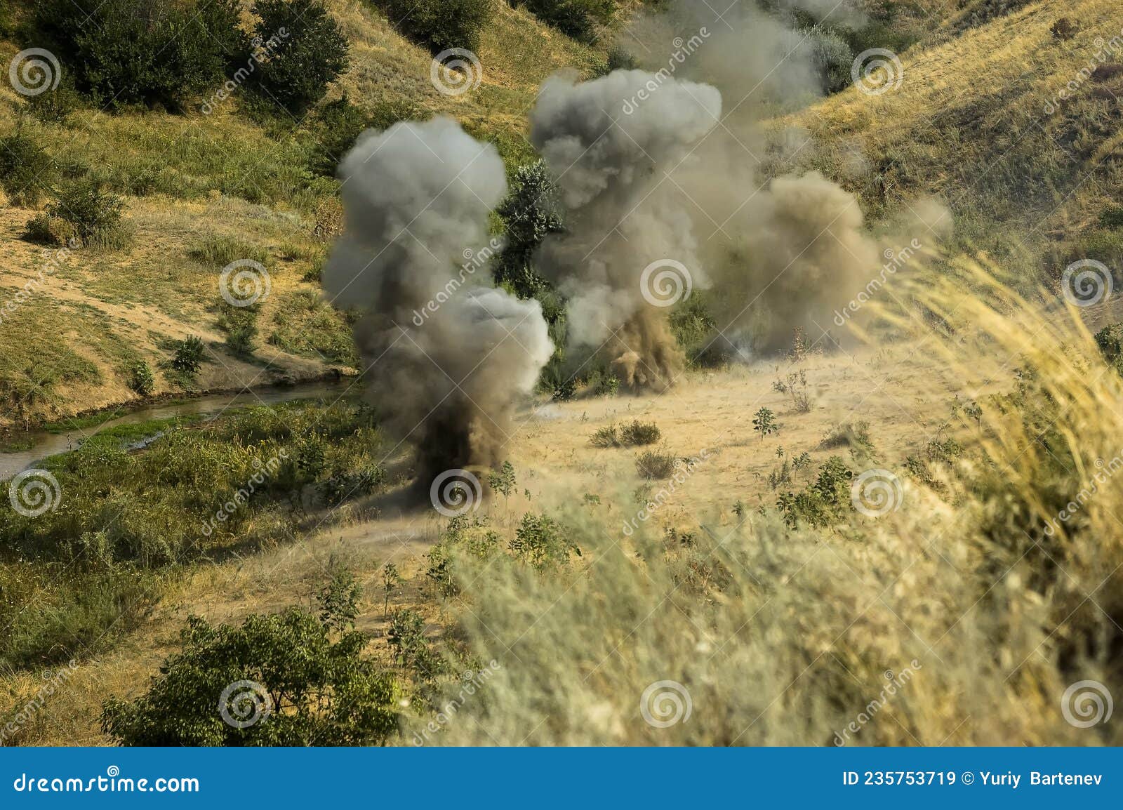 Explosion at a Military Training Ground. Stock Image - Image of ...
