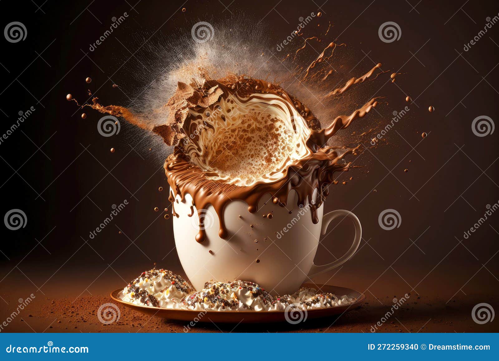 Explosion of Milk Hot Chocolate with Chocolate Splash Stock ...