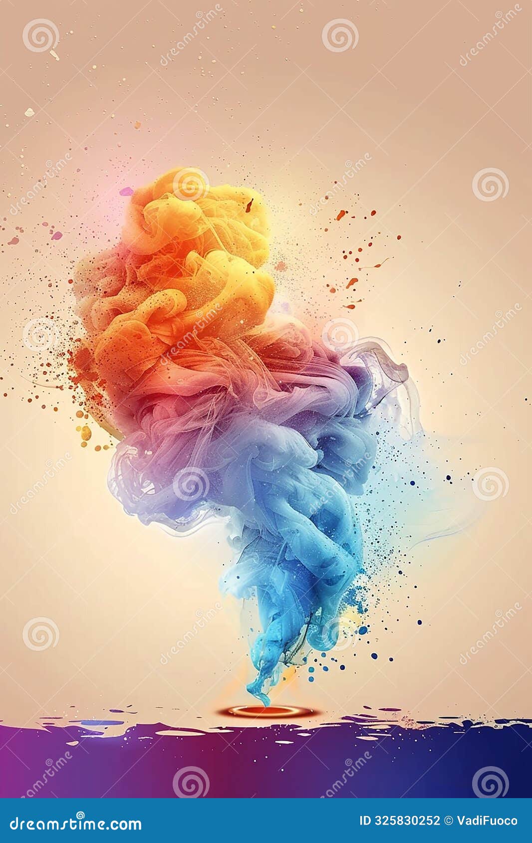 An Explosion, a Multi-colored Cloud of Smoke Rises Up. Nuclear ...