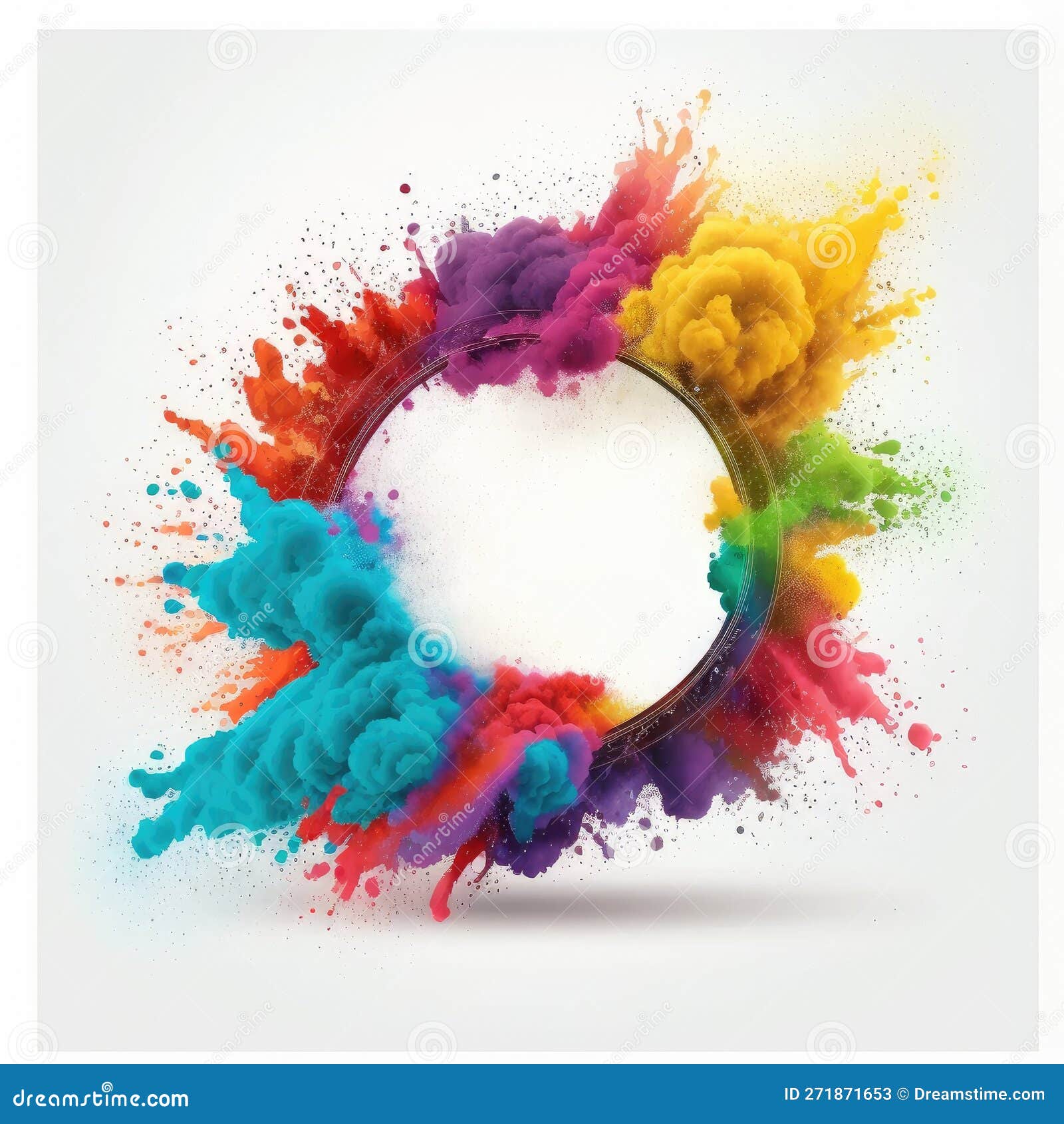 Explosion of Multicolor Powder Color in Circle Shape with Background ...