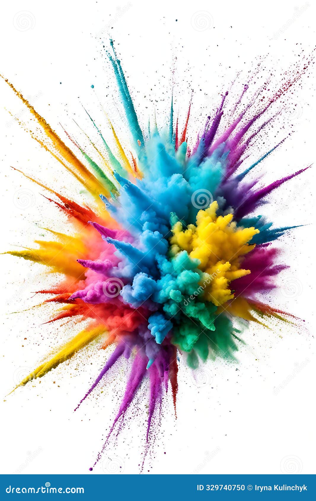 Explosion of Multicolor Powder Forming a Radial Pattern on a White ...