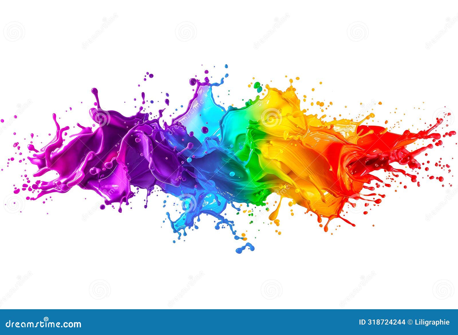 Explosion of Multicolored Paint Splashes. Dynamic Rainbow Colored ...
