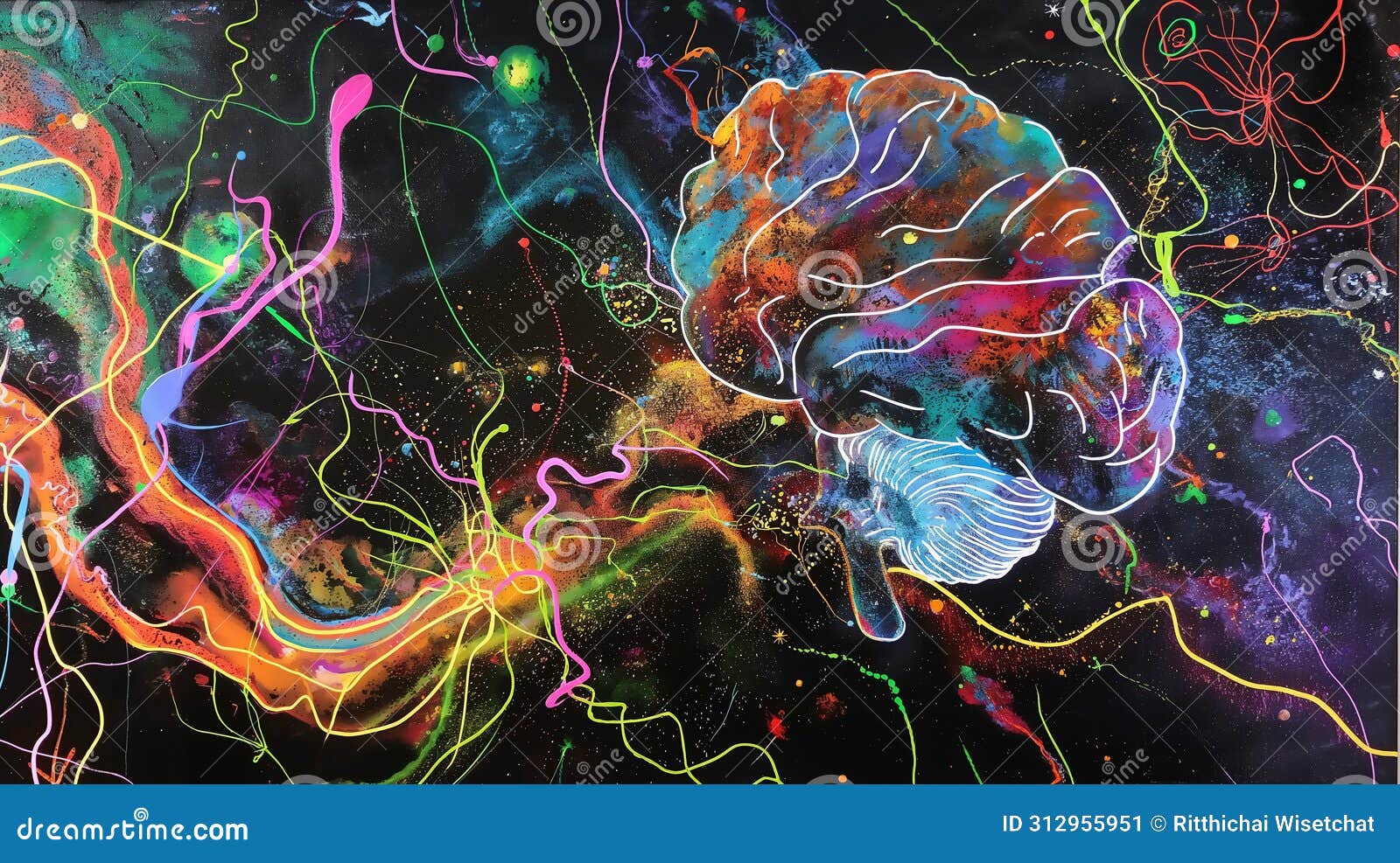 An Explosion of Neon Colors and Cosmic Patterns Depicts an Abstract ...