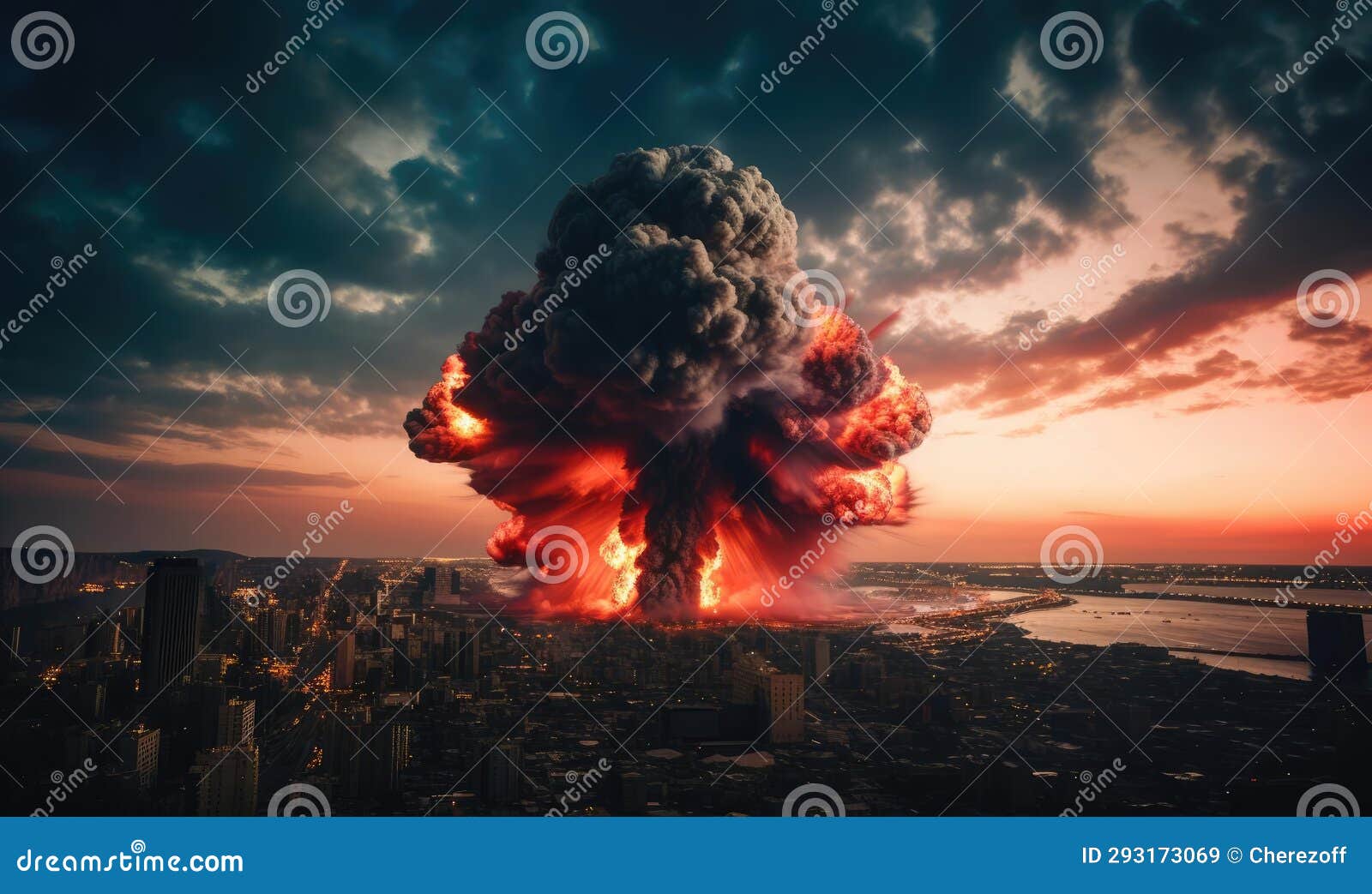 Explosion in the City at Night Stock Image - Image of digital ...