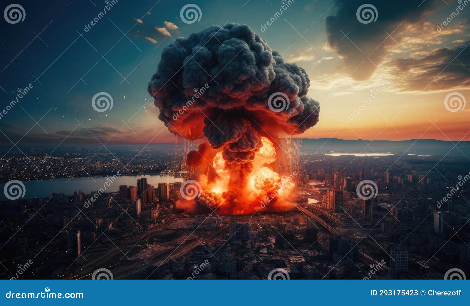 Explosion in the City at Night Stock Illustration - Illustration of ...