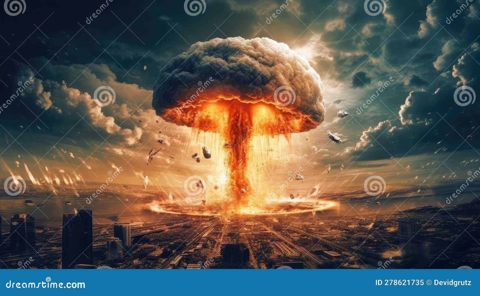 Explosion Nuclear Bomb. Generative AI Stock Illustration - Illustration ...