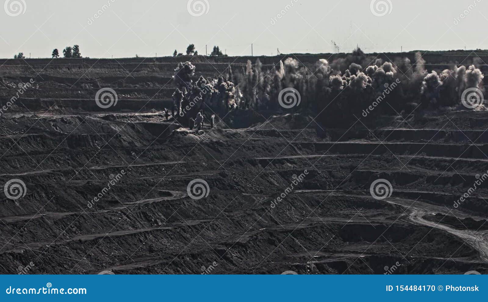 Explosion at Open Mine. Detonation Rocks in Quarry Mining. Powerful ...