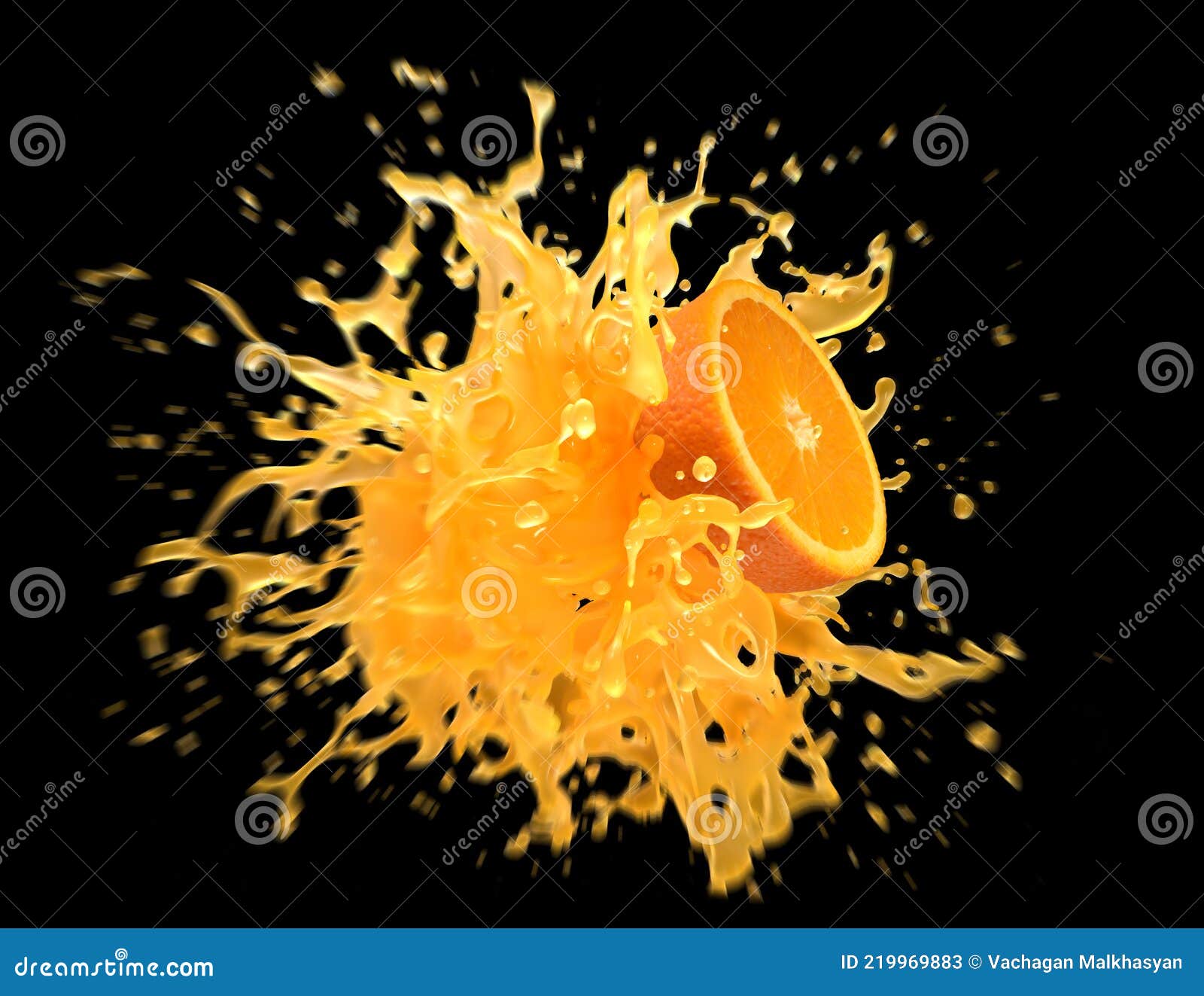 Explosion of Orange Juice. Splash of Orange Juice. Black Background ...