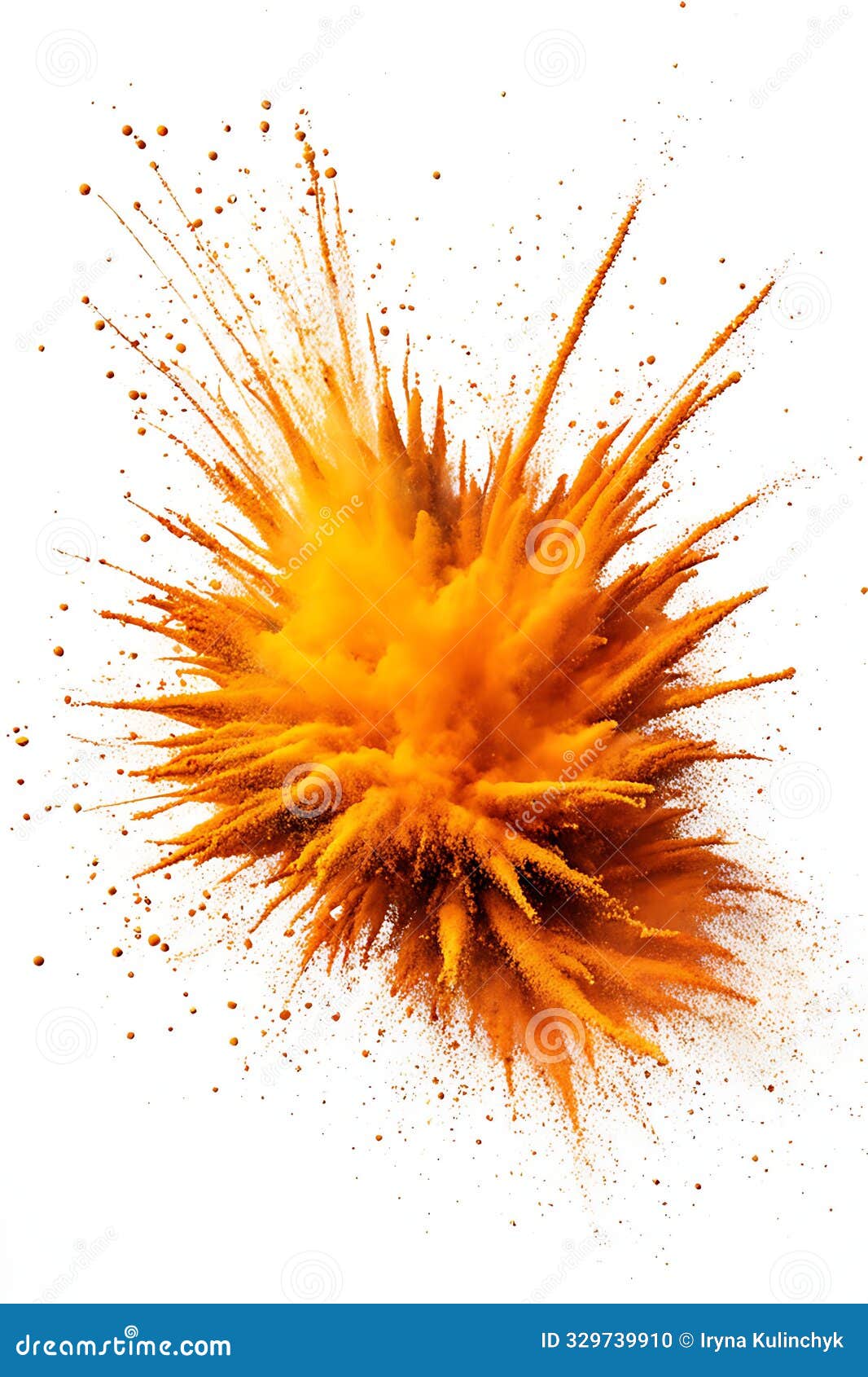 Explosion of Orange Powder Forming a Radial Pattern on a White ...