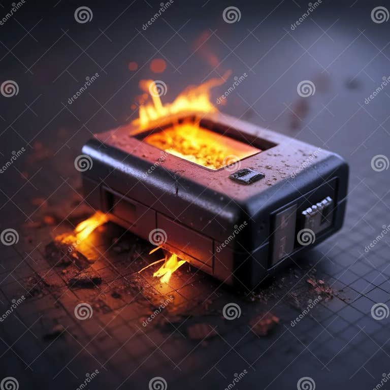 Explosion of Pager Filled with Explosives. Danger. Fire and Ignition of ...