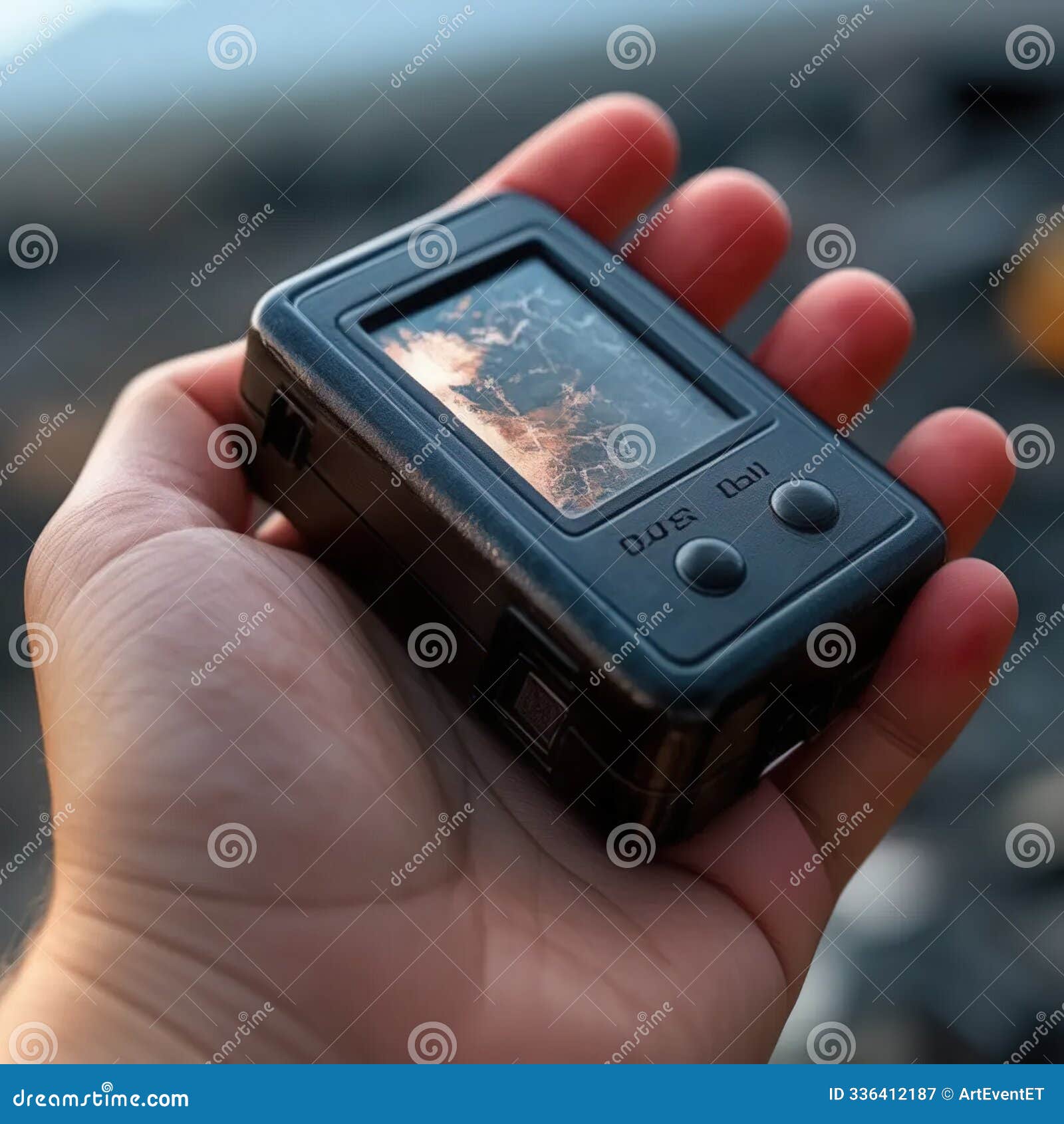 Pager in a hand. Danger. stock illustration. Illustration of messenger ...