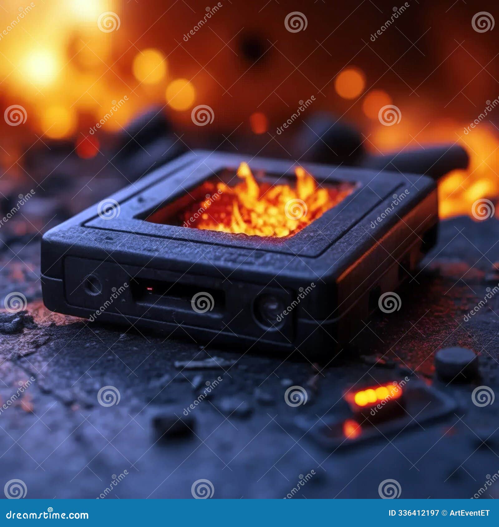 Explosion of Pager Filled with Explosives in Hand. Danger. Fire and ...