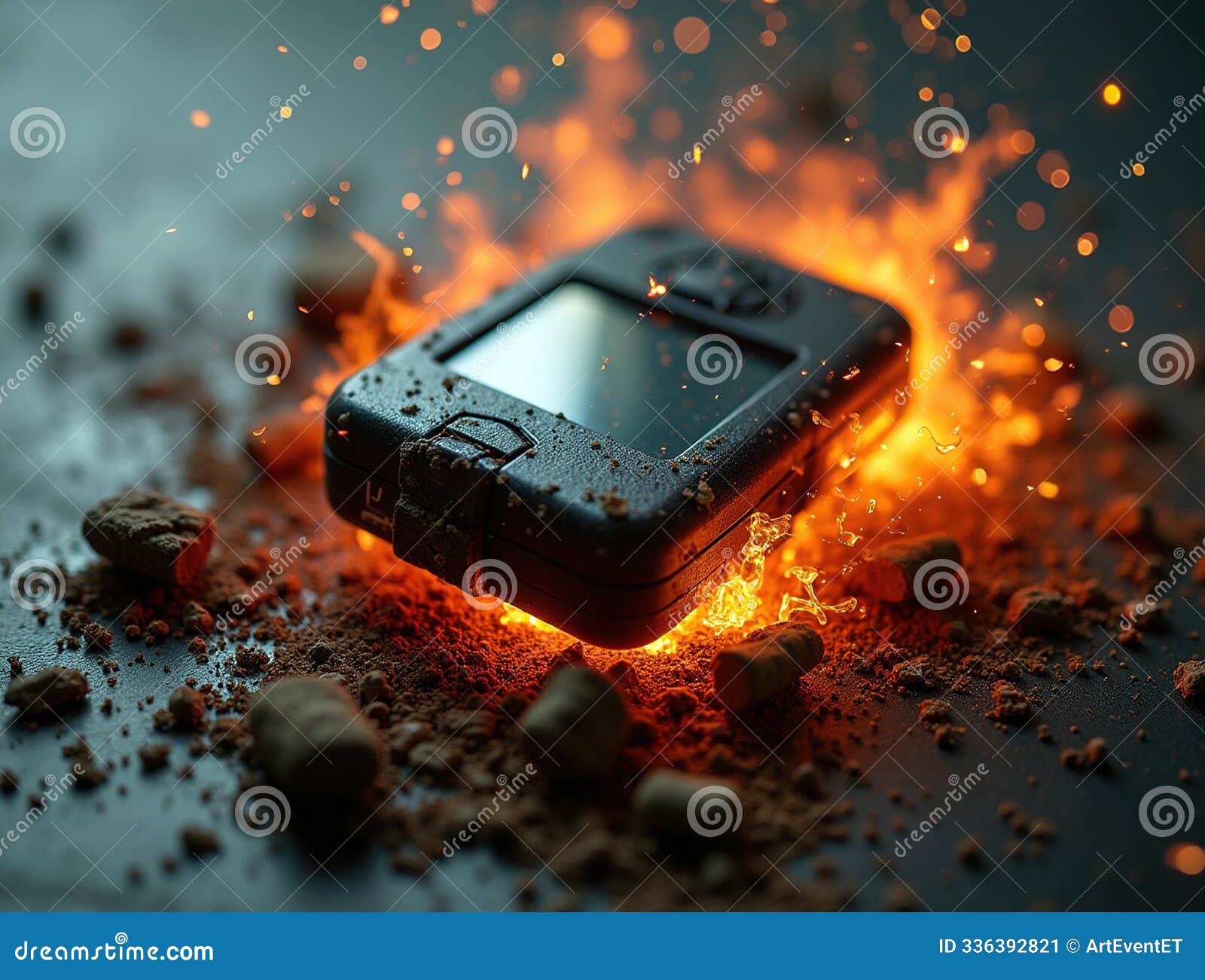Explosion of Pager Stuffed with Explosives. Danger. Fire and Ignition ...