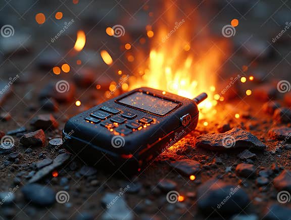 Explosion of Pager Stuffed with Explosives. Fire and Ignition of ...