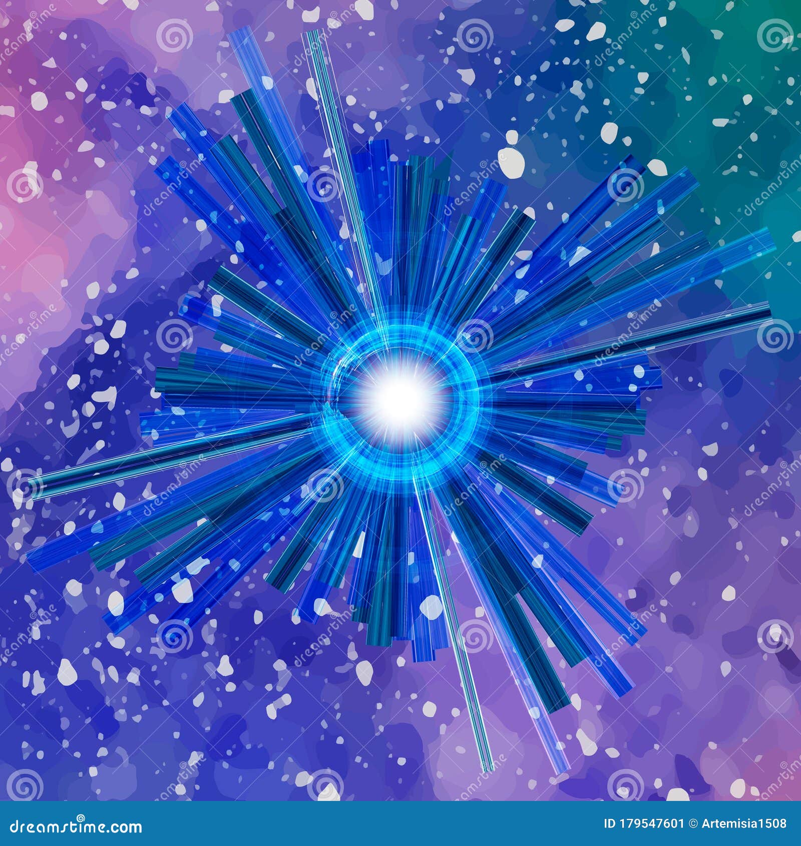 Explosion with Particles on Starry Sky. Watercolor Background. Vector ...