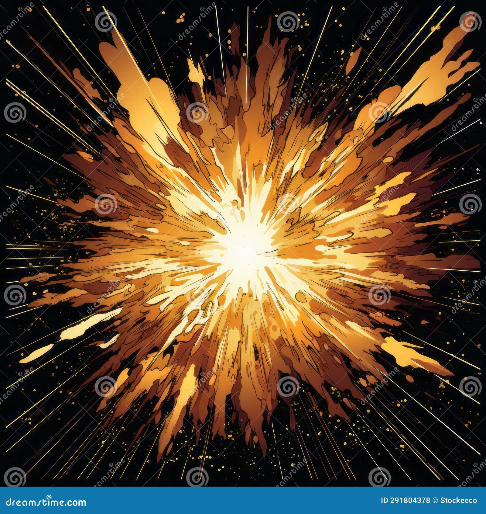 Retro Comic Book Style Supernova Explosion on Black Background Stock ...