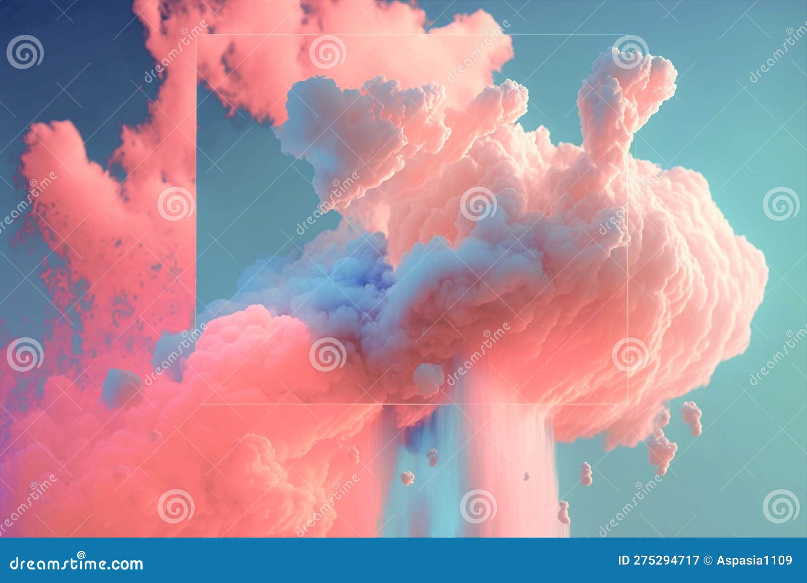 Explosion of Pink Clouds in the Sky Stock Illustration - Illustration ...