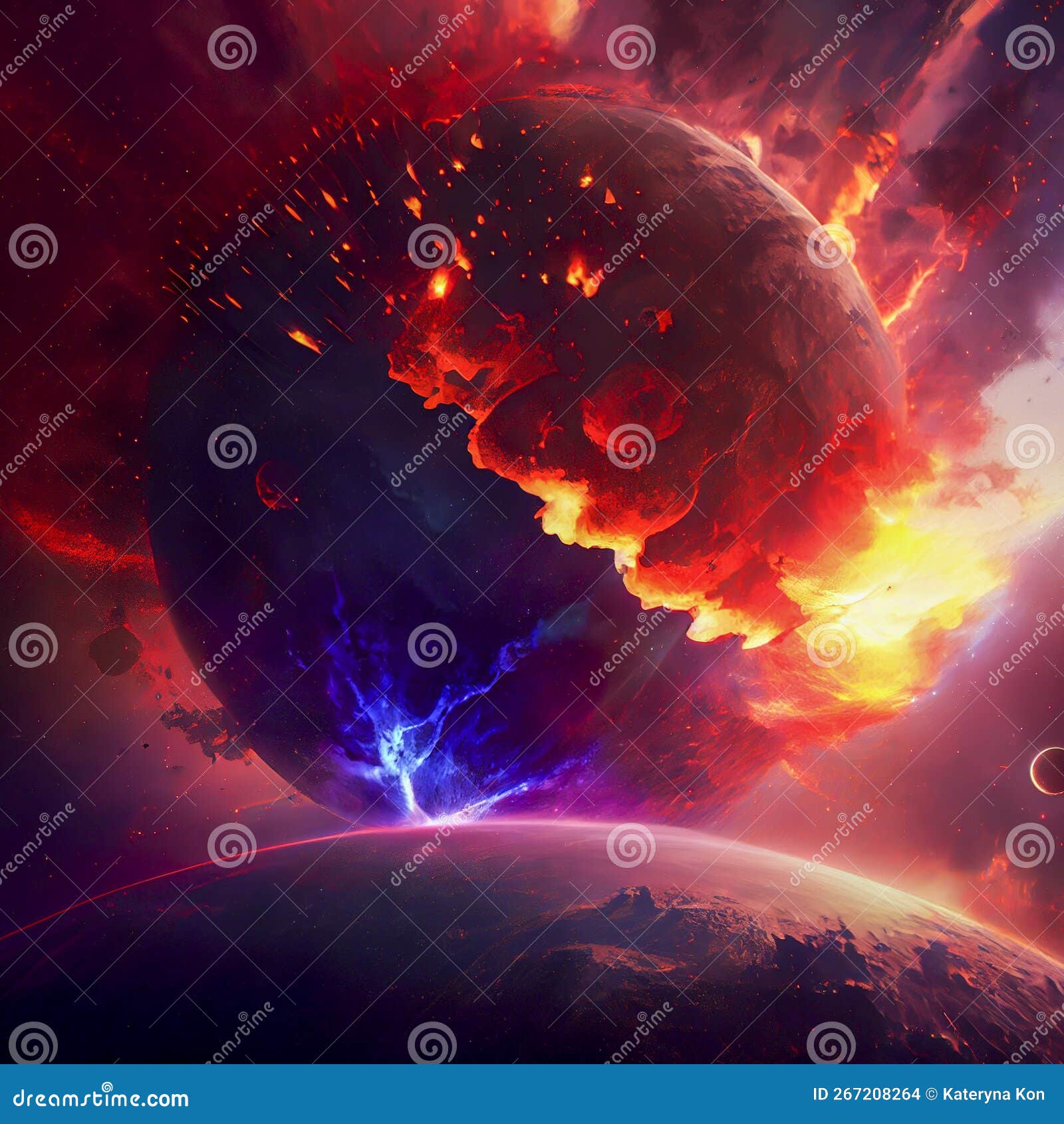Explosion of the Planet, Ai Illustration Stock Illustration ...