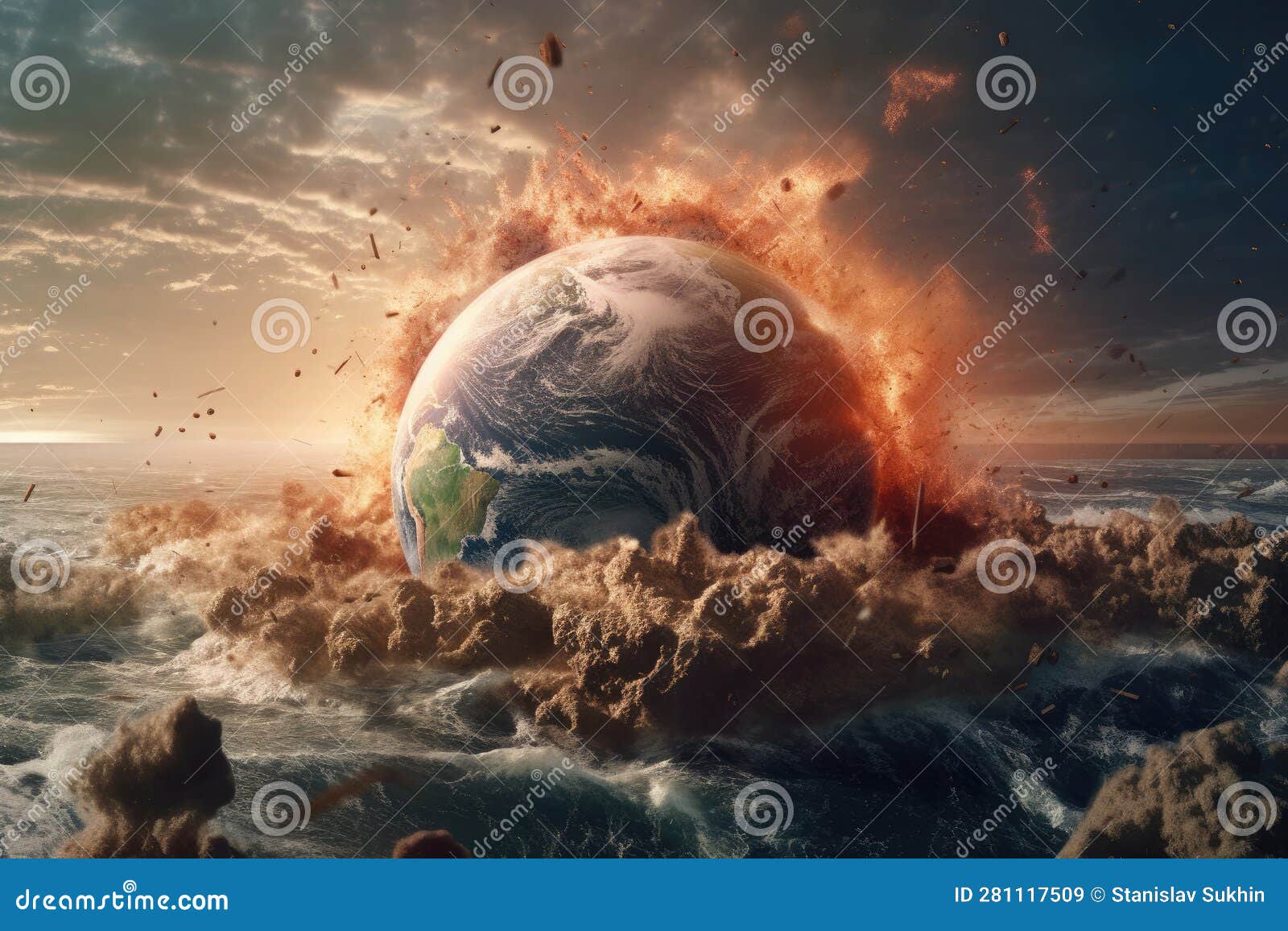 Explosion. Planet Earth is in Danger. Global Warming. Apocalypse ...